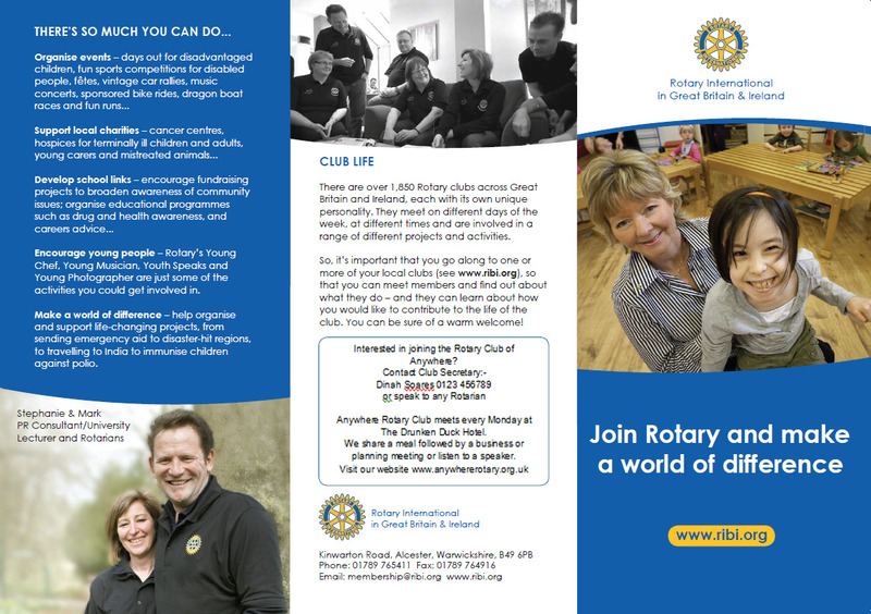Personalised Membership Leaflets - Rotary Southern Wales