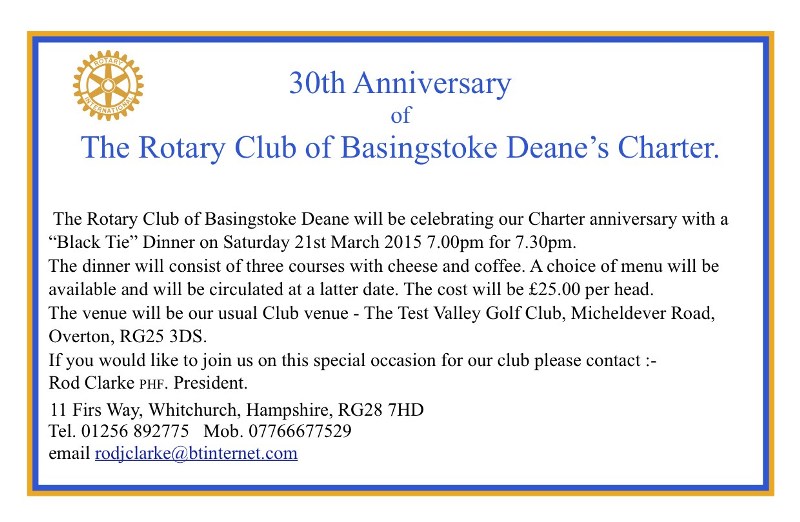 Club Charter Night Celebration - Rotary District