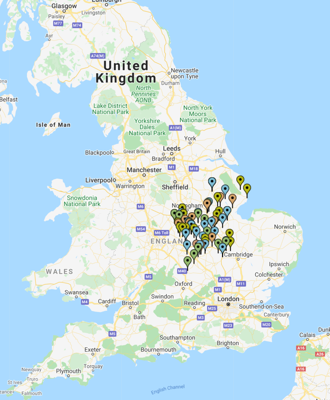 Towns in East Midlands Rotary - Rotary District 1070